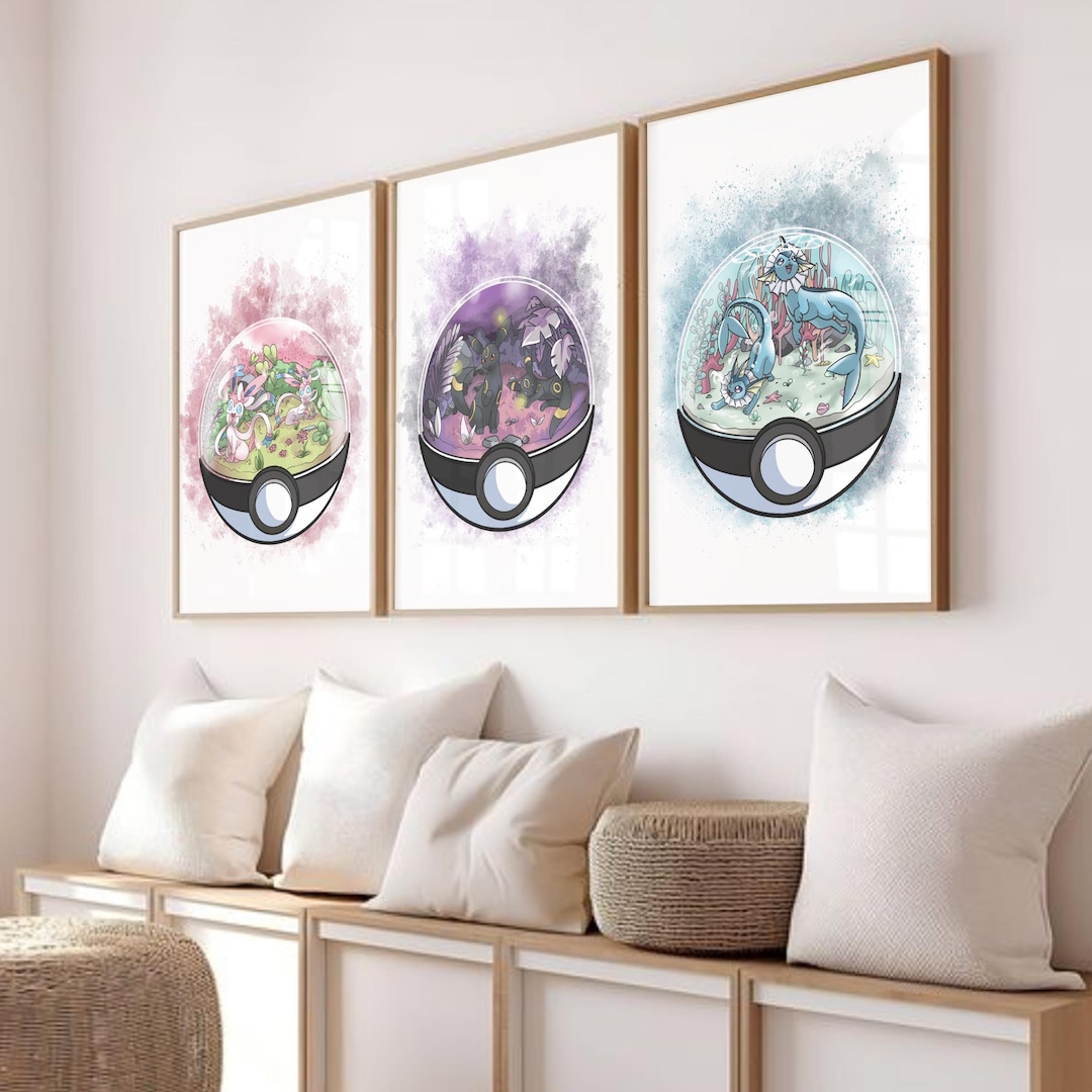 Lot 3 Posters Poster Sylveon Umbreon Vaporeon Print,pokemon Wall Art ...