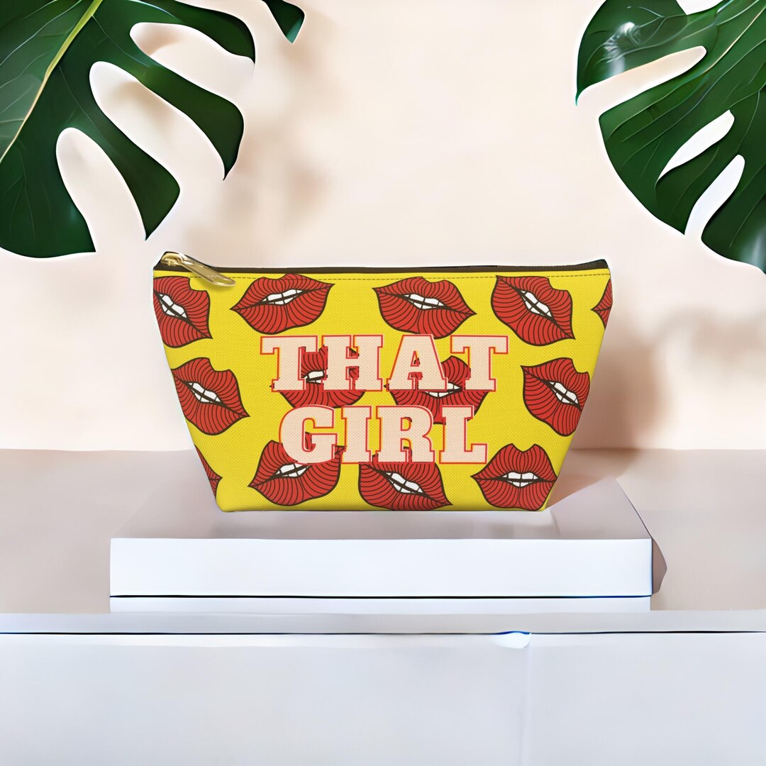 That Girl Accessory Pouch: Red Lips Print, Small Travel Cosmetic Bag - Etsy