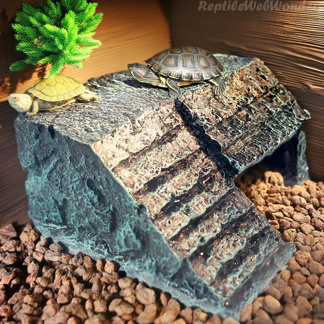 Resin Reptile Hiding Cave Natural Habitat Decor for Tortoise, Lizard ...