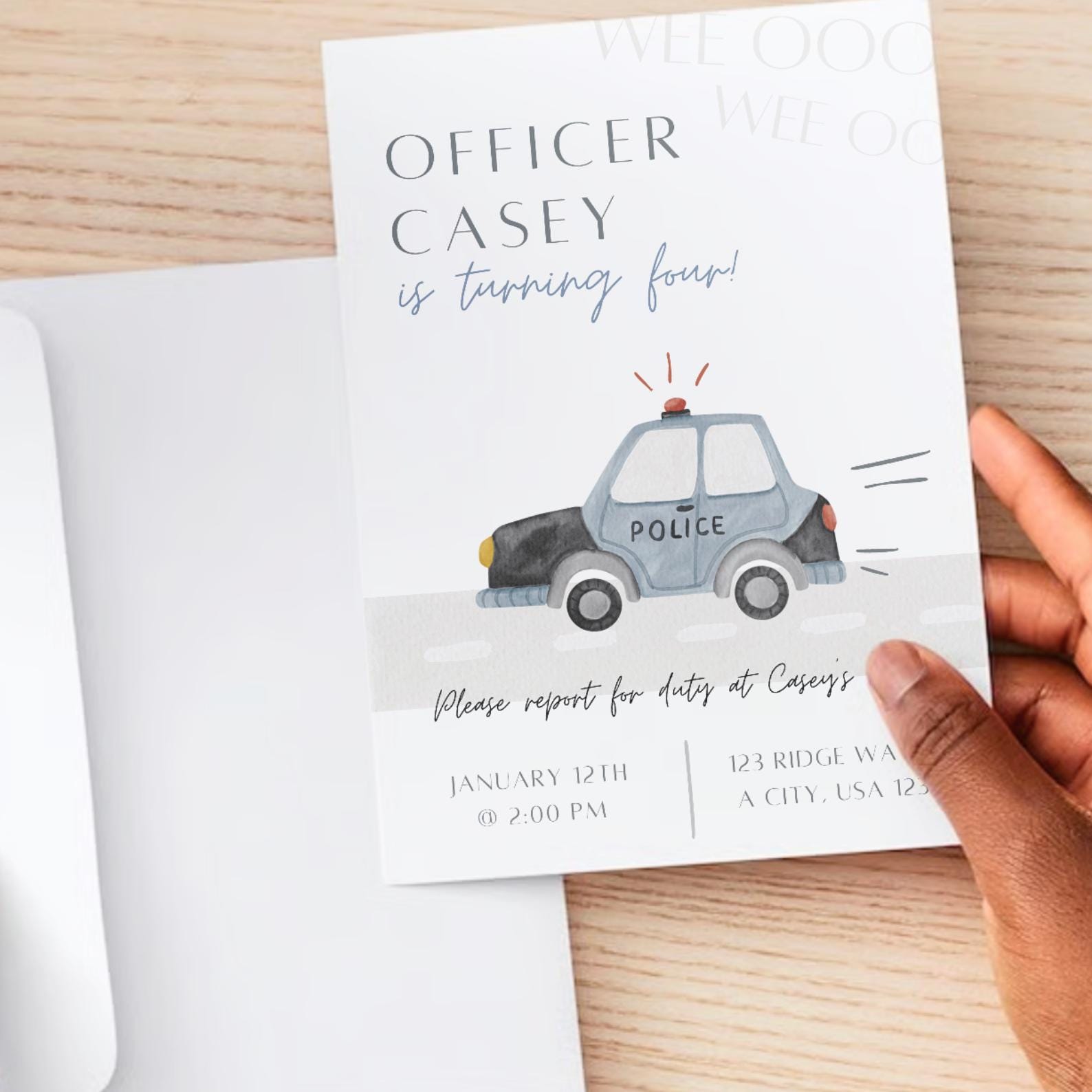 Editable Police Officer Invitation, Boys Digital Policeman Birthday ...