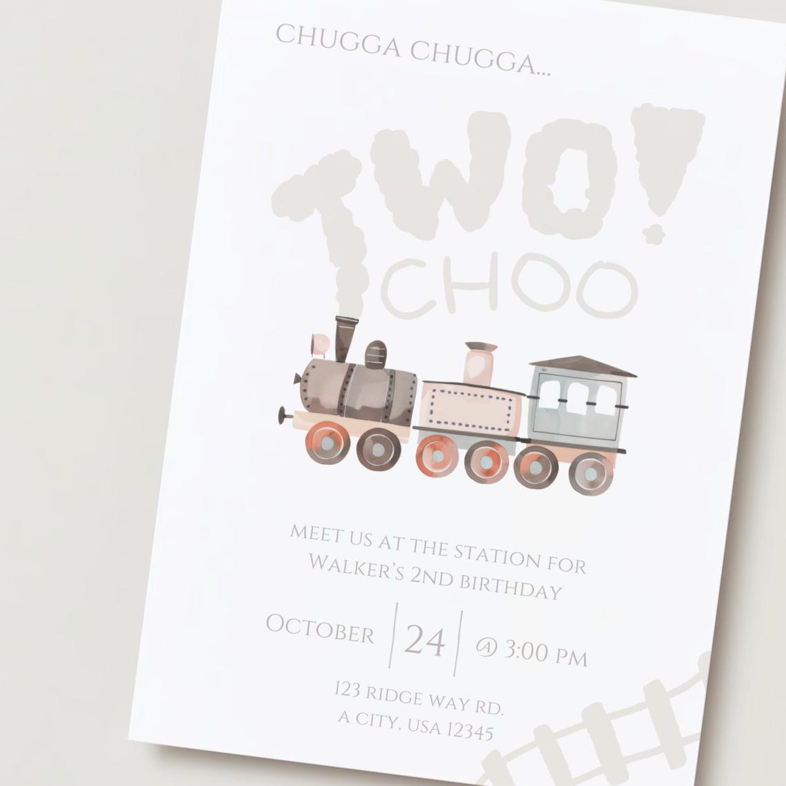 Editable Two Choo Birthday Invitation Digital, Boys Train Birthday ...
