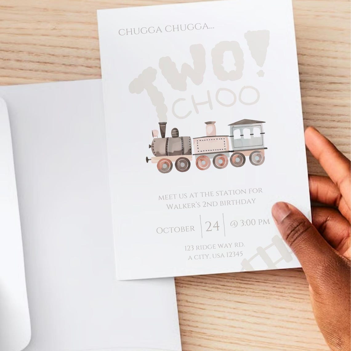 Editable Two Choo Birthday Invitation Digital, Boys Train Birthday ...