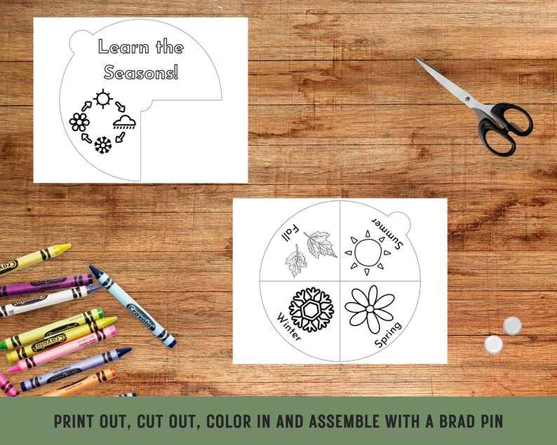 Printable Learn the Seasons Spinner Wheel, Coloring Page Preschool ...