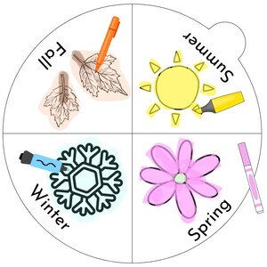 Printable Learn the Seasons Spinner Wheel, Coloring Page Preschool ...