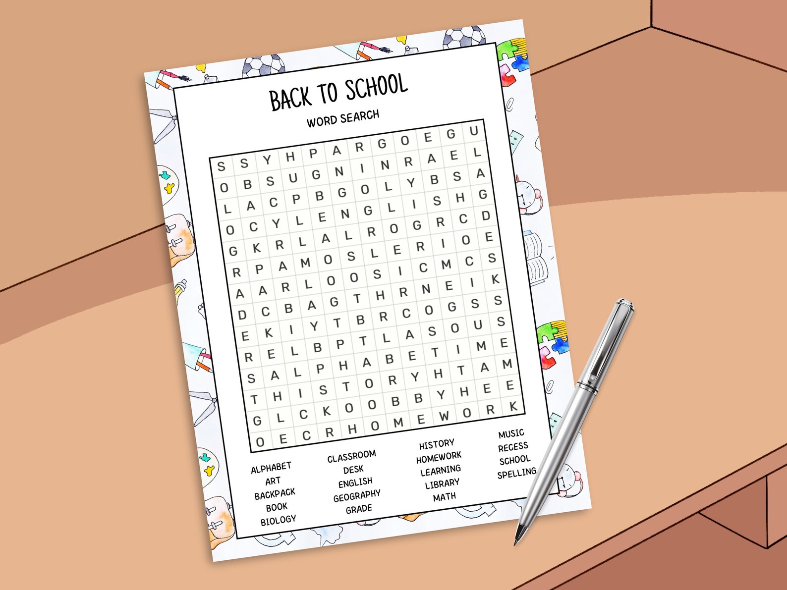 Back to School Word Search Puzzle, Back to School Printable Game, First ...
