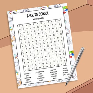 Back to School Word Search Puzzle, Back to School Printable Game, First ...