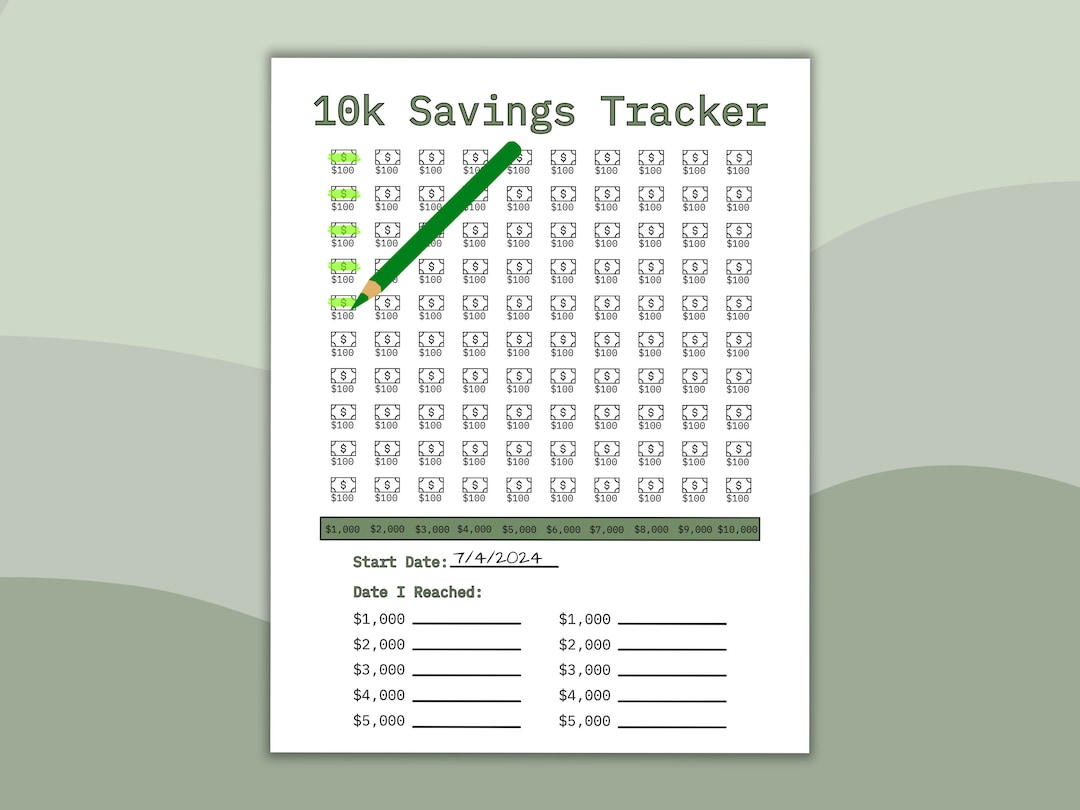 10k Savings Tracker, 10k Savings Challenge, Budget Tracker, Budget ...