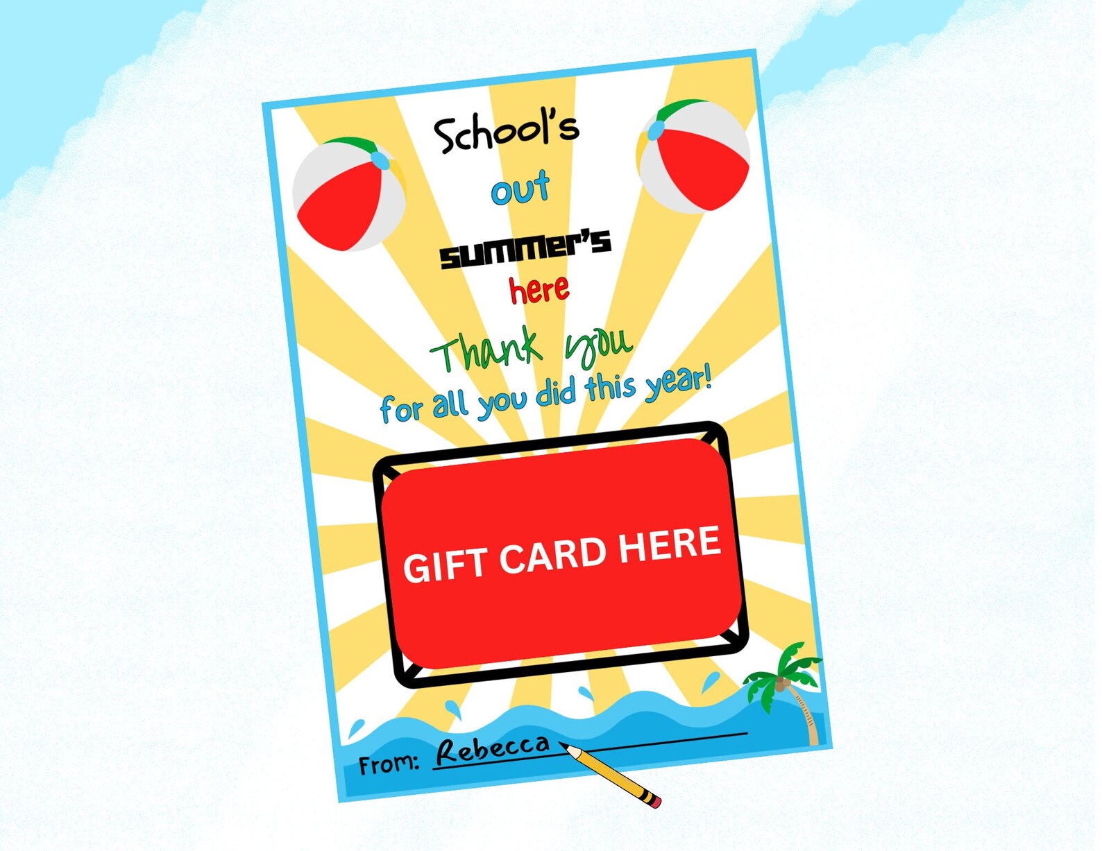 End of Year Teacher Gift Card Holder, Teacher Appreciation Gift ...