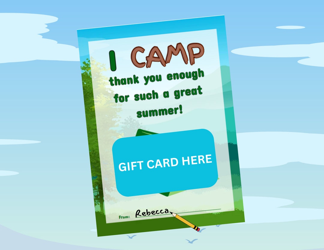 Camp Counselor Thank You Card, Printable Gift for Camp Counselor ...