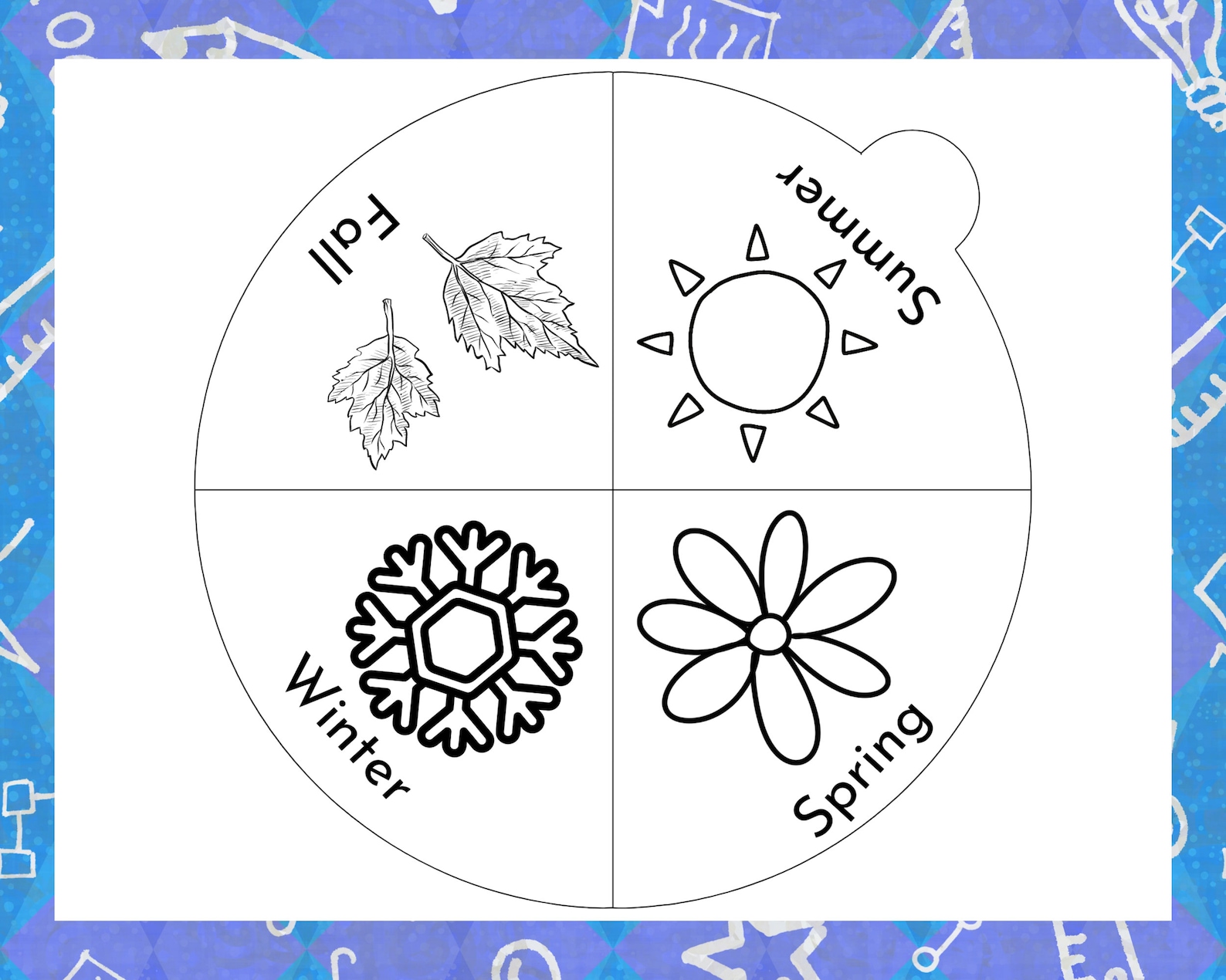 Printable Learn the Seasons Spinner Wheel, Coloring Page Preschool ...