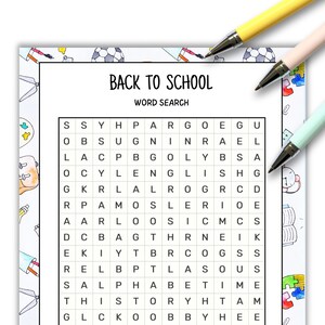 Back to School Word Search Puzzle, Back to School Printable Game, First ...