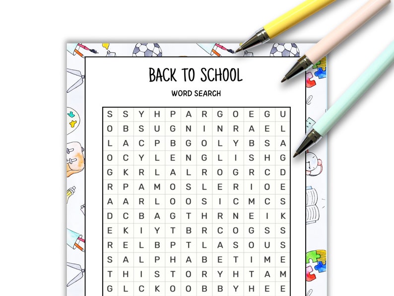 Back to School Word Search Puzzle, Back to School Printable Game, First ...