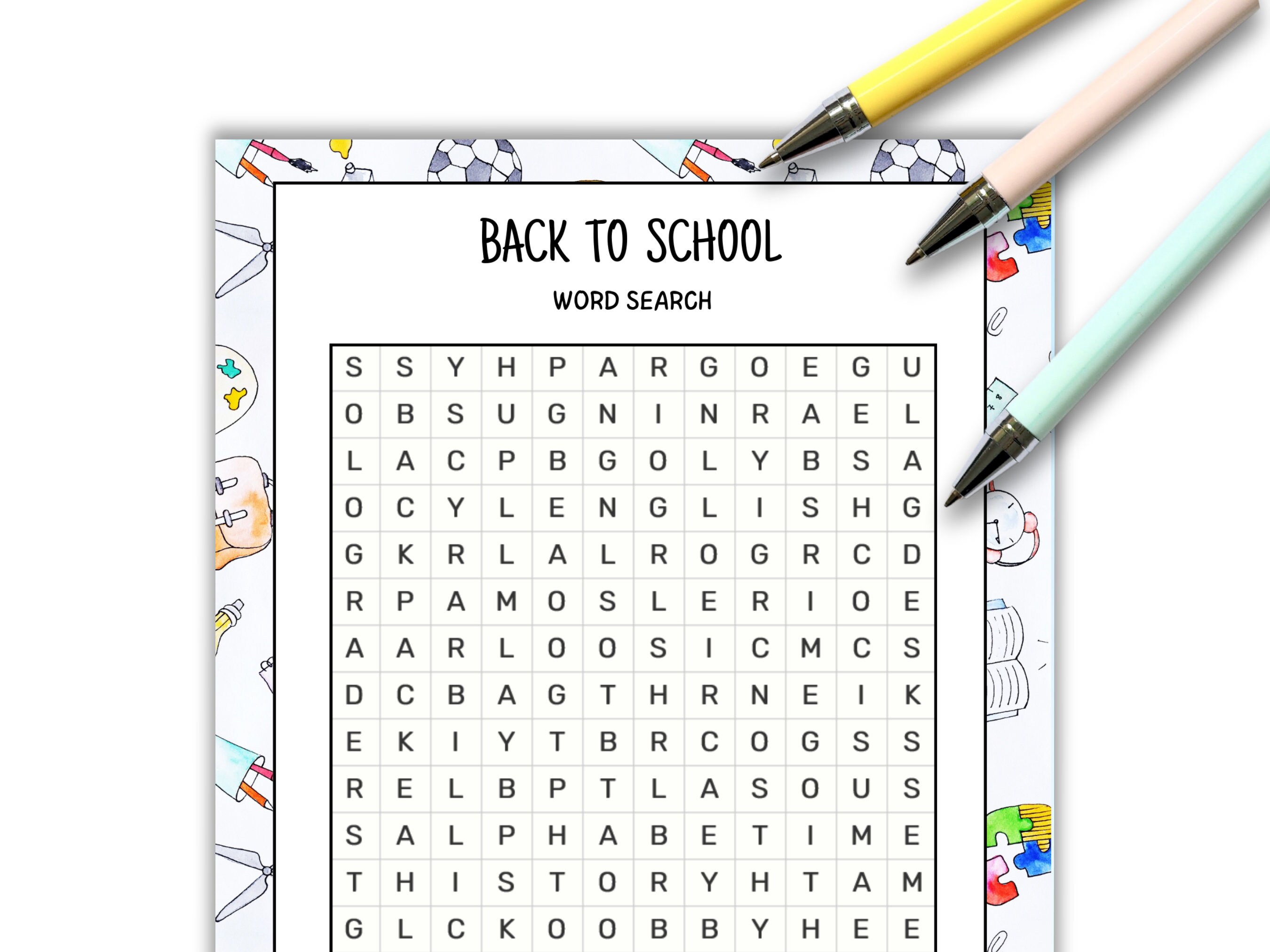 Back to School Word Search Puzzle, Back to School Printable Game, First ...