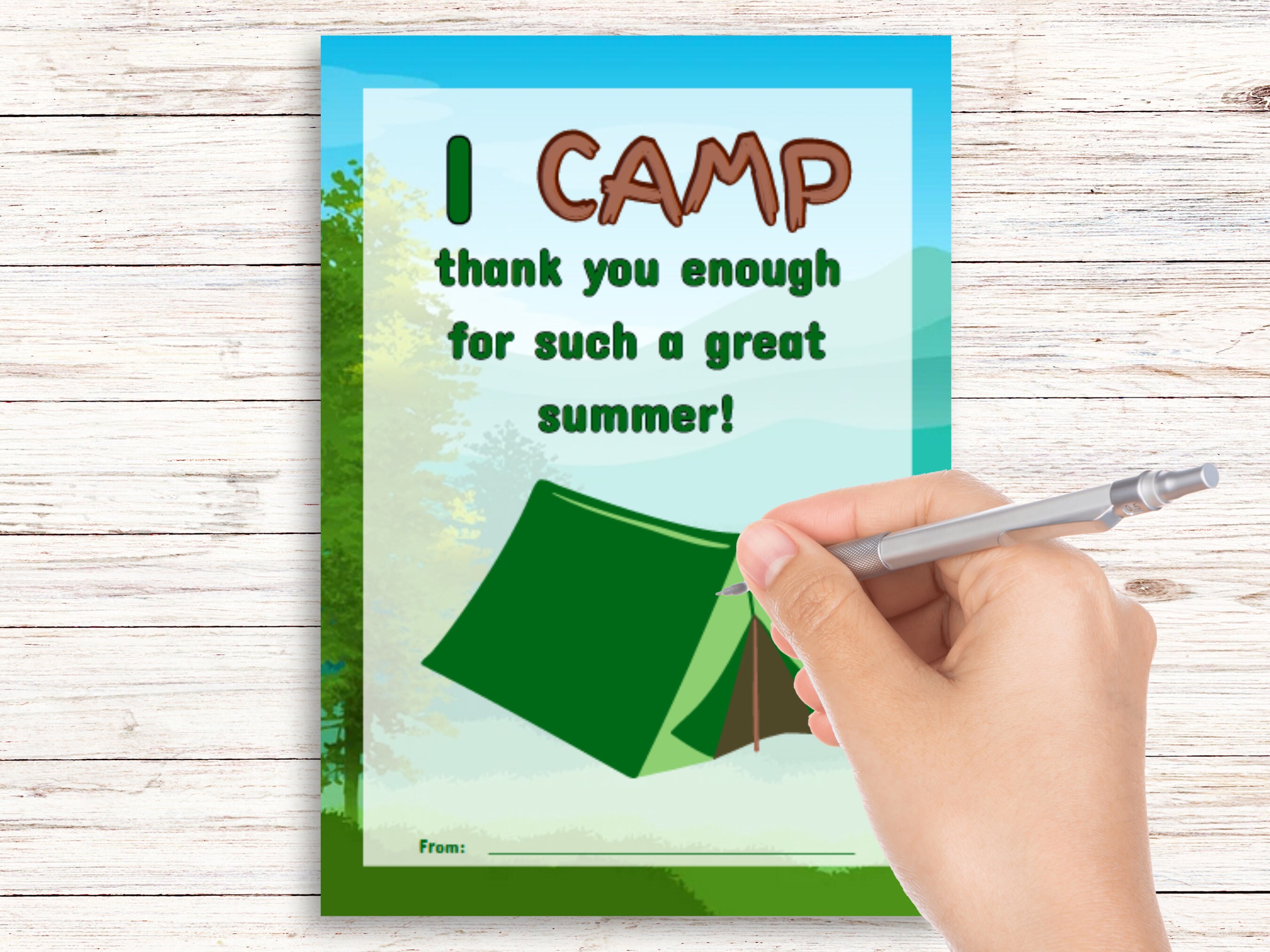Camp Counselor Thank You Card, Printable Gift for Camp Counselor ...