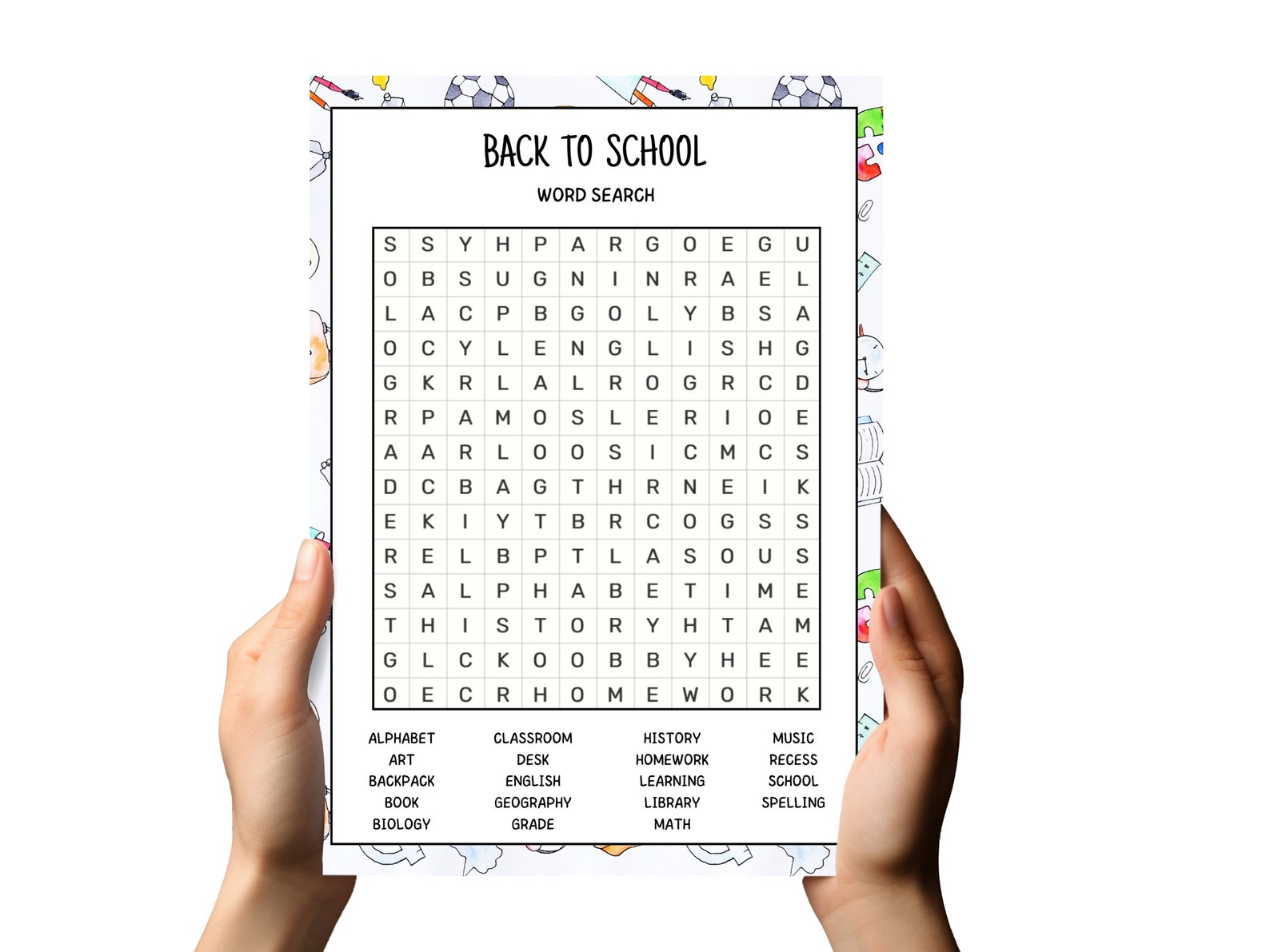 Back to School Word Search Puzzle, Back to School Printable Game, First ...