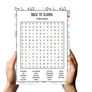 Back to School Word Search Puzzle, Back to School Printable Game, First ...