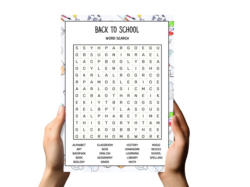 Back to School Word Search Puzzle, Back to School Printable Game, First ...