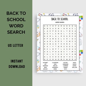 Back to School Word Search Puzzle, Back to School Printable Game, First ...