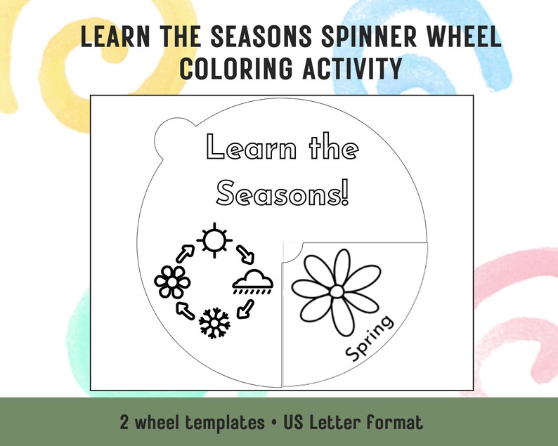 Printable Learn the Seasons Spinner Wheel, Coloring Page Preschool ...