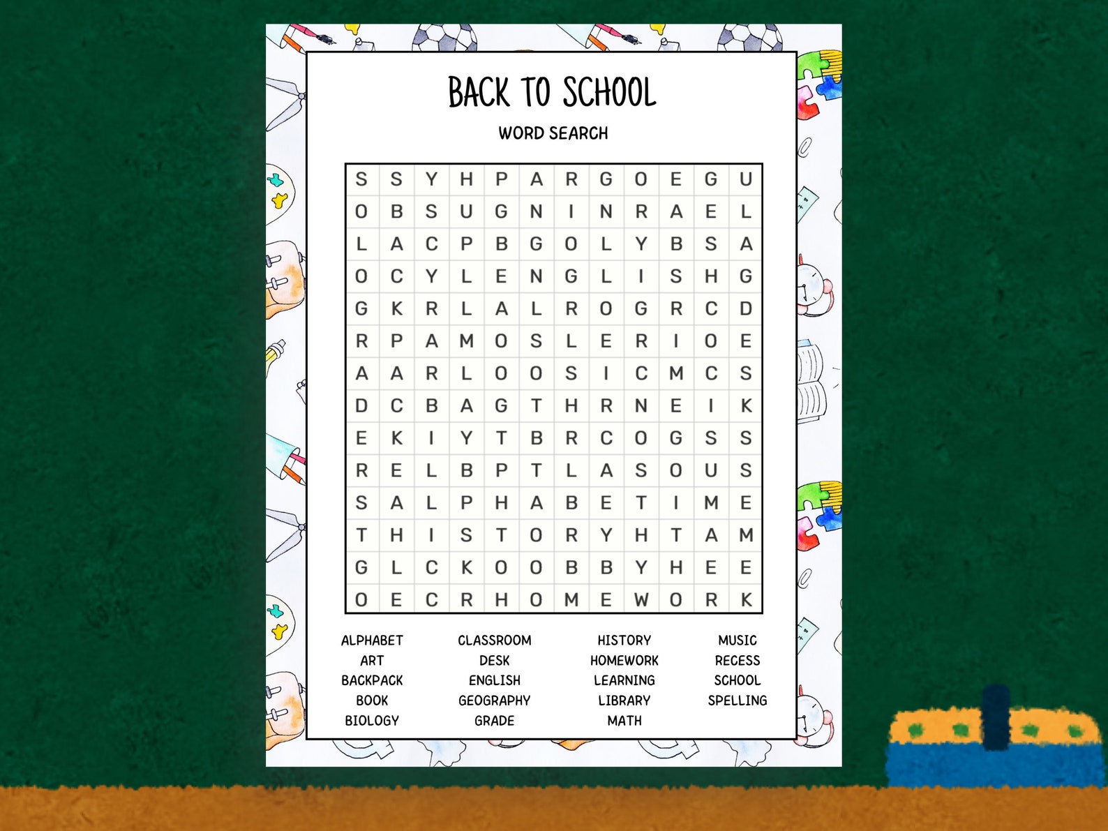 Back to School Word Search Puzzle, Back to School Printable Game, First ...