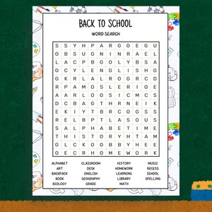 Back to School Word Search Puzzle, Back to School Printable Game, First Day of School, Welcome ...