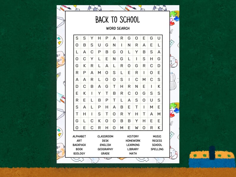 Back to School Word Search Puzzle, Back to School Printable Game, First ...