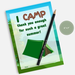 Camp Counselor Thank You Card, Printable Gift for Camp Counselor ...