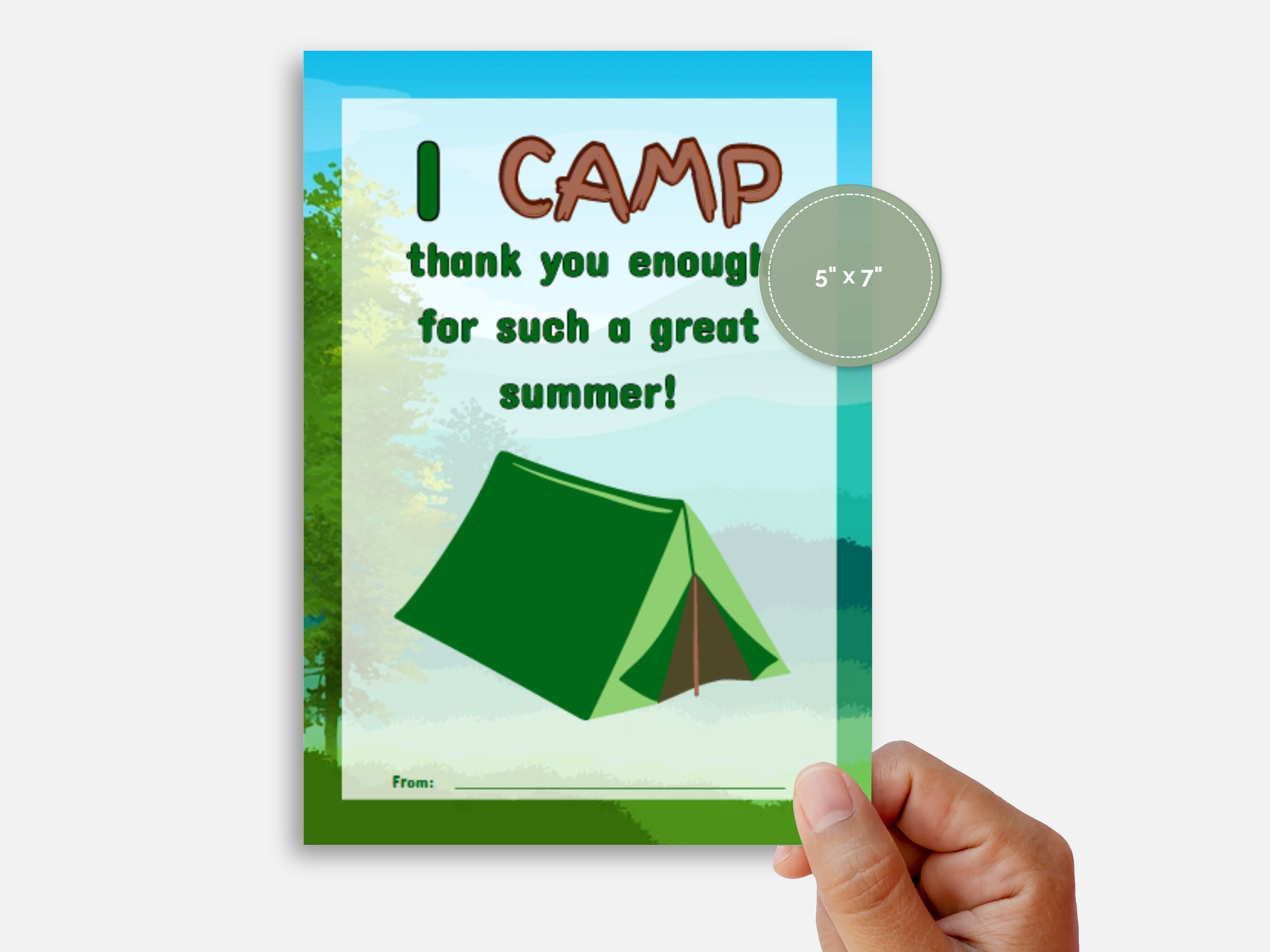 Camp Counselor Thank You Card, Printable Gift for Camp Counselor ...