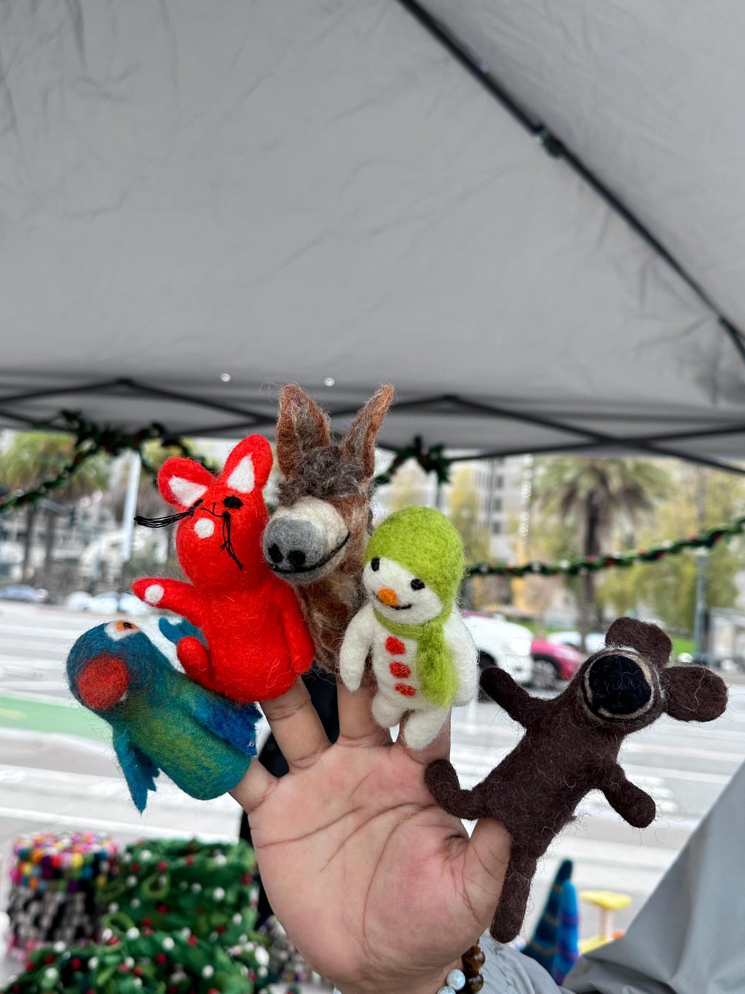 Handmade Wool Felt Finger Puppets - Set of 5 Animal and Holiday ...