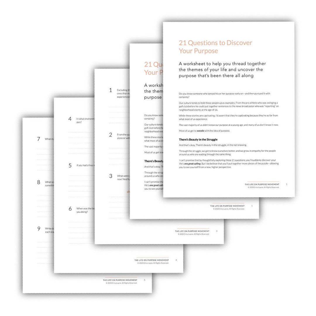 21 Questions to Discover Your Purpose | Printable Workbook | Digital ...