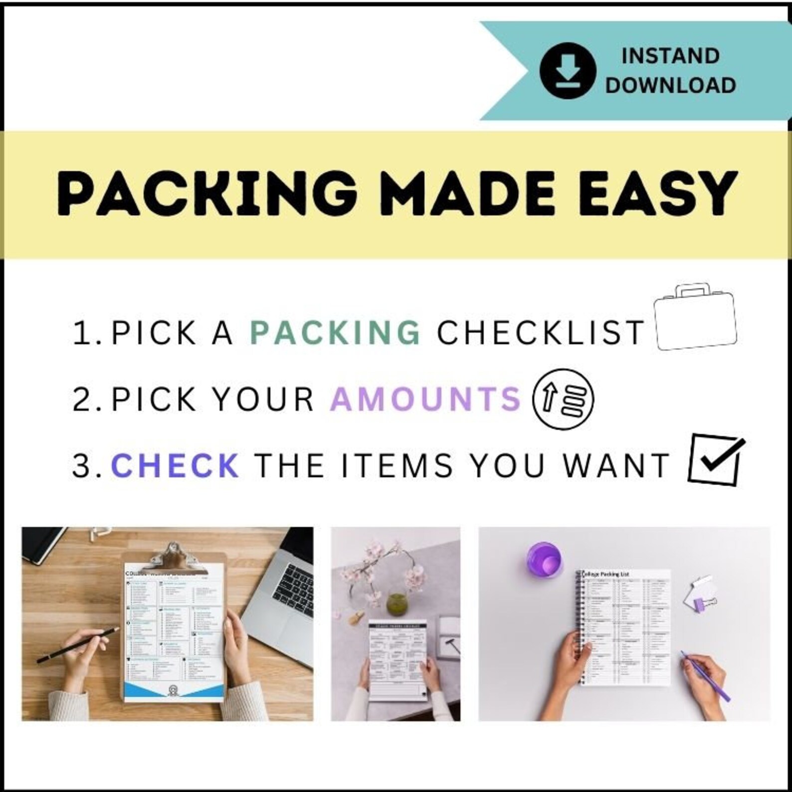 College Essentials Packing Checklists - Dorm Room Packing Lists! - Etsy