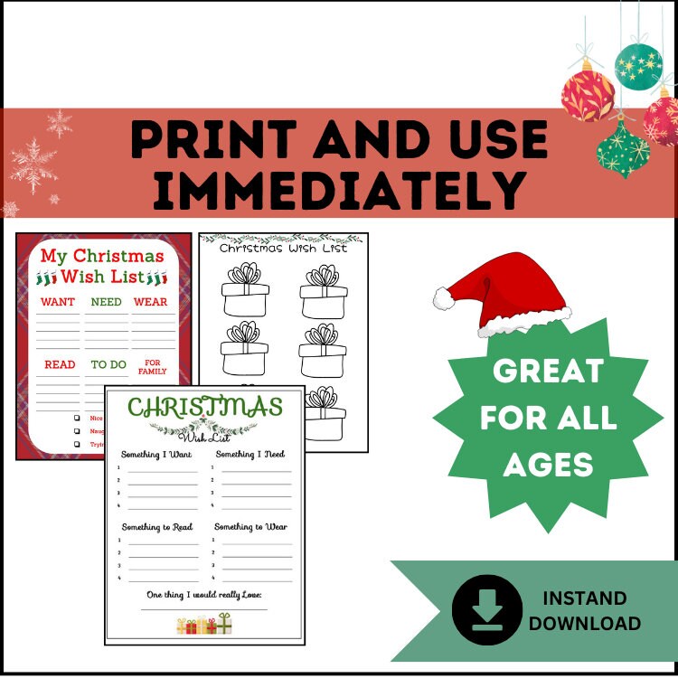 10 Digital Christmas Wish List Easy to Download and Create Your Wish ...