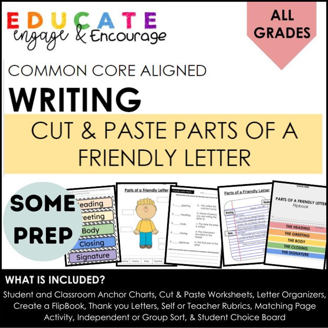 Ela/writing Parts of a Friendly Letter Elementary Resources - Etsy