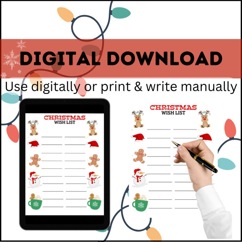 10 Digital Christmas Wish List Easy to Download and Create Your Wish ...