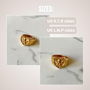 Gold Heart Ring Angel, Cupid Ring, Chunky Signet Rings, Waterproof Non Tarnish Y2K Jewelry ...