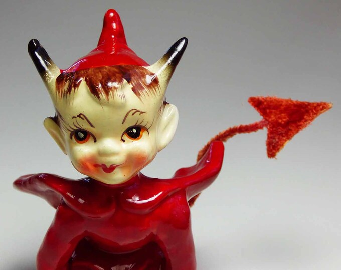 Kneeling Pixie Elf Devil Ceramic Figurine Kreiss Japan Vintage 50s I'm ...