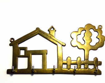 Brass Home Tree Key Holder - Etsy