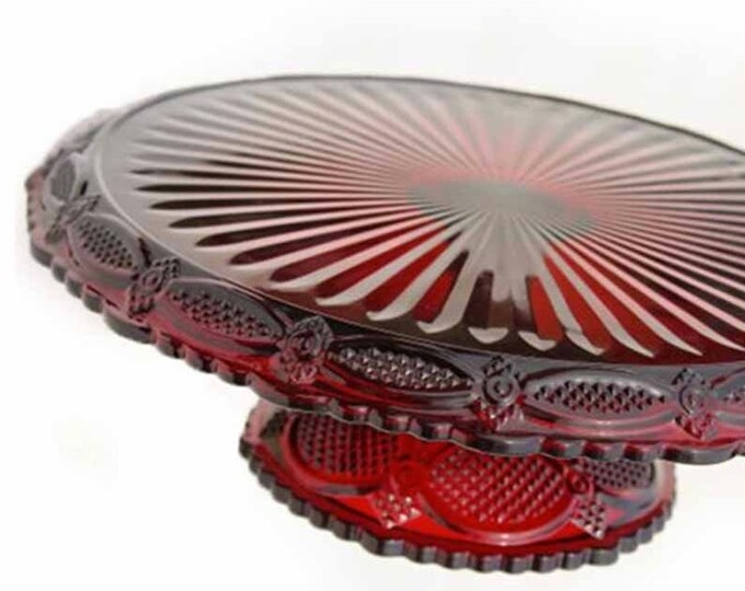 Vintage Avon 1876 Cape Cod Pedestal Cake Plate Ruby Red Glass Cake ...