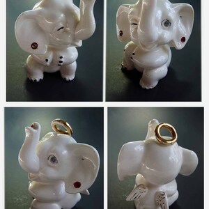 Vintage Pair of White Angel Elephants W/ Halo Rhinestone Eyes - Etsy