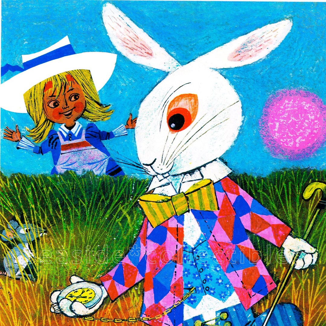 First Edition Alice in Wonderland Mid Century Modern Graphic Design ...