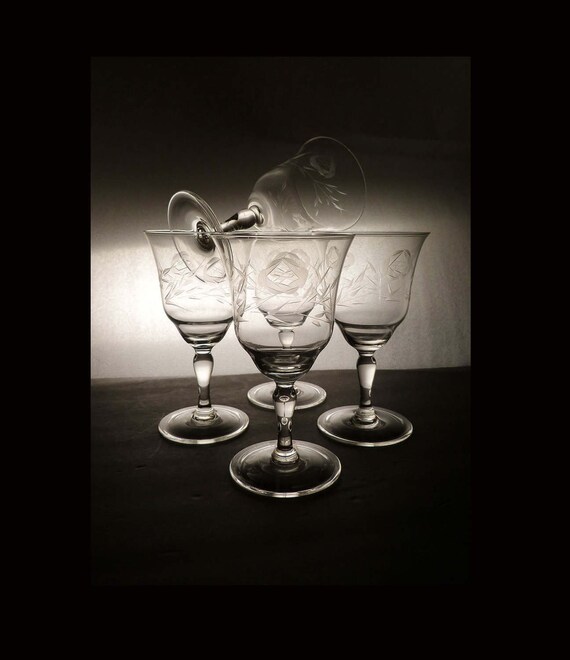 6 Early Princess House Etched Crystal Stemware Corseted Wine - Etsy