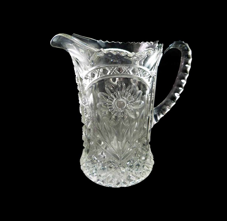 Early 1940s Pressed Glass Water Beverage Pitcher Vase Large - Etsy