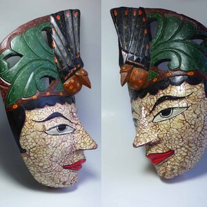 BALINESE Decorative Javanese Dance Mask Vintage Carved Wood Indonesian ...