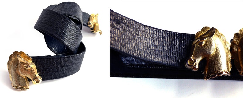 Mimi Di N 1975 Grainy Finishes Leather in Deep Navy Belt W/ - Etsy