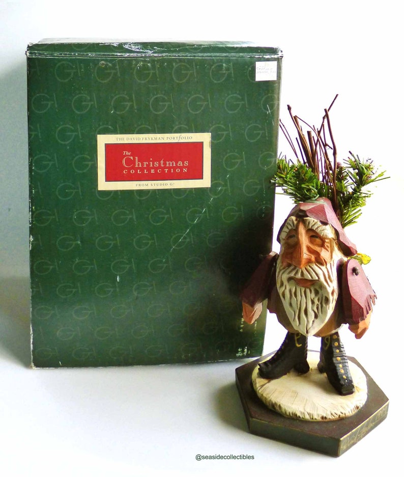 SIGNED by Carver David Frykman HELLO Jointed Santa W/ Twig - Etsy