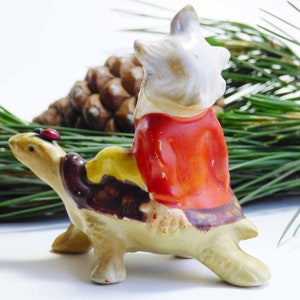 Vintage Yelping Gnome Pixie Elf Riding A Turtle Startled by a - Etsy