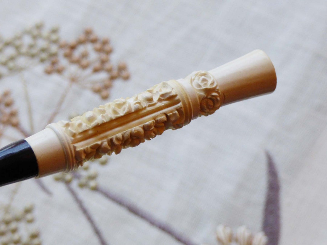 Vintage Carved Flowers in Bone 1950s Cigarette Cheroot Holder - Etsy