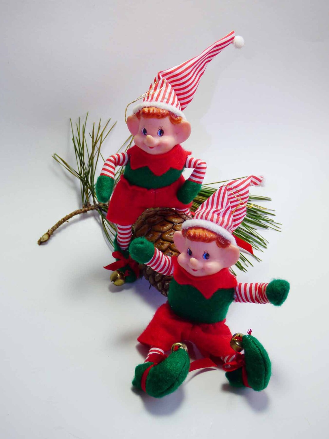 2 Vintage Fun Loving Pixie Ginger Elves in Red Candy Stripe | Etsy