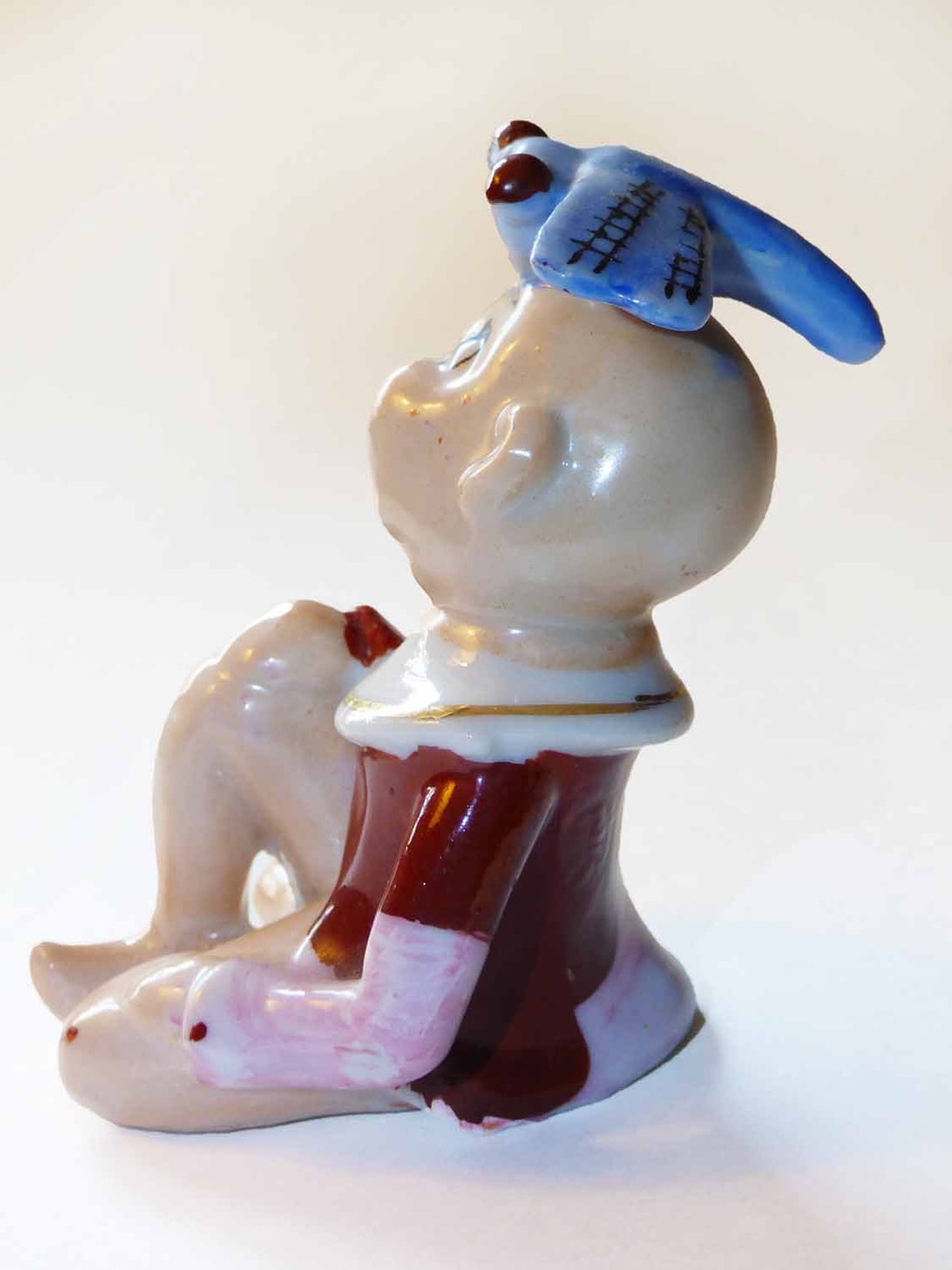 Vintage 1940s Porcelain Singing Pixie Elf With Dragonfly on - Etsy