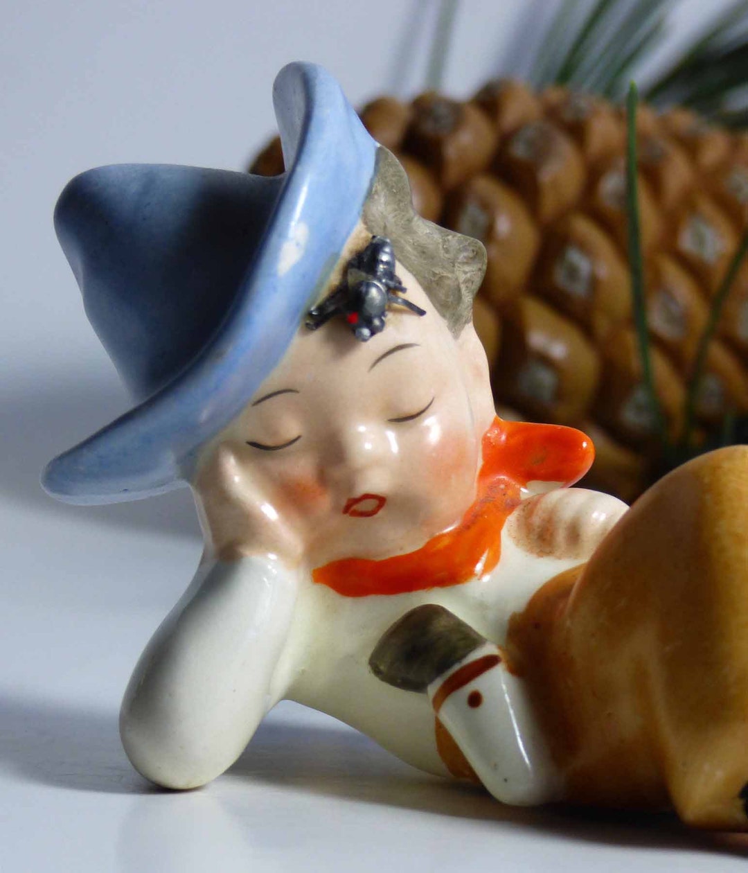 CW Sleeping Cowboy With Fly on Forehead 1940s Porcelain Figurine by ...